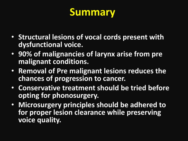 Vocal cord lesions and Phonomicrosurgery | PPTX