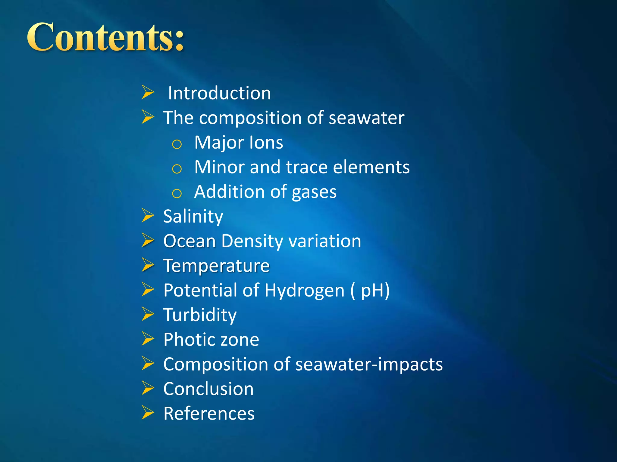 composition of seawater | PPTX