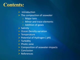 composition of seawater | PPTX