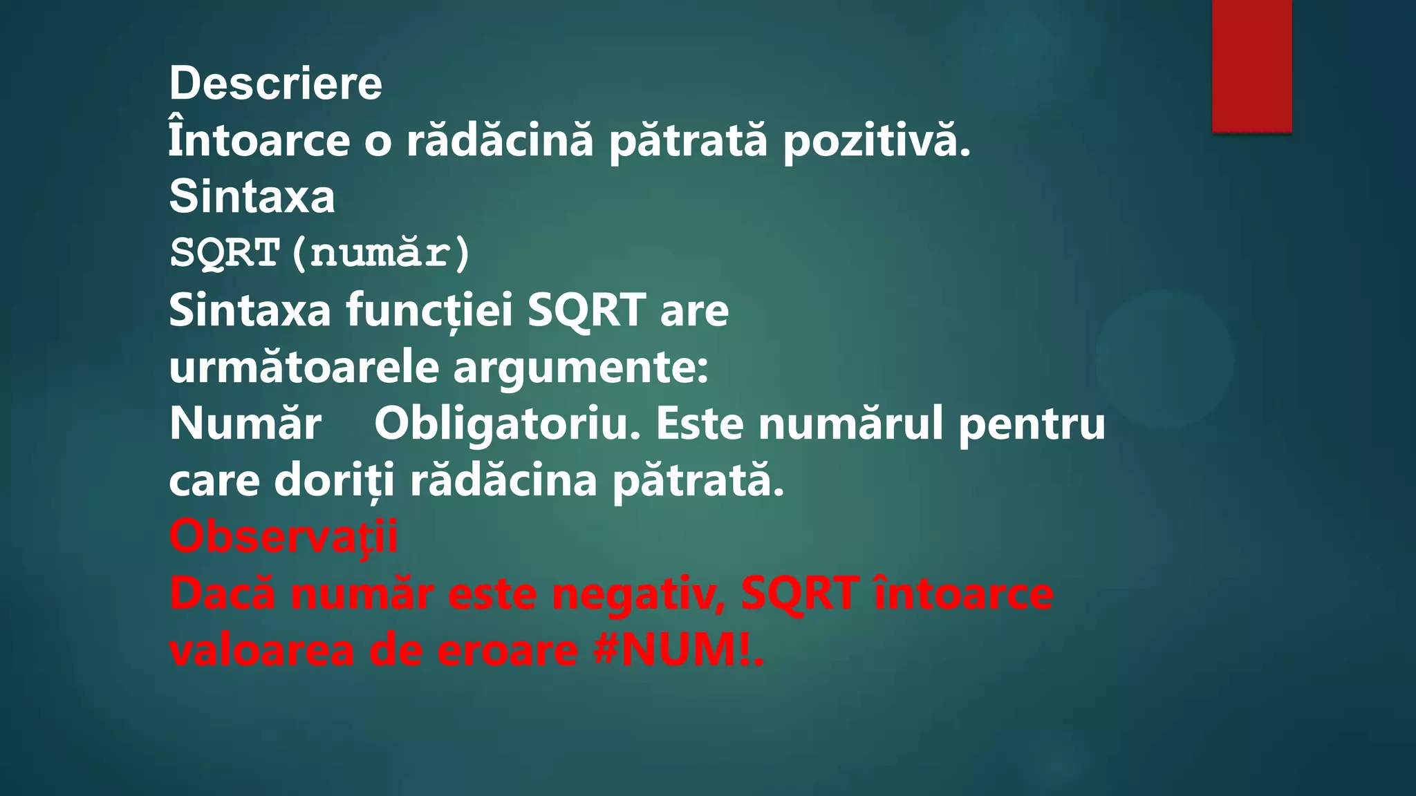 Functia sqrt | PPT