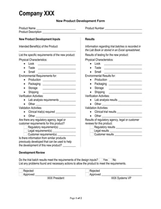 New product development form | DOC