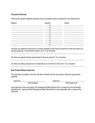 New product development form | DOC