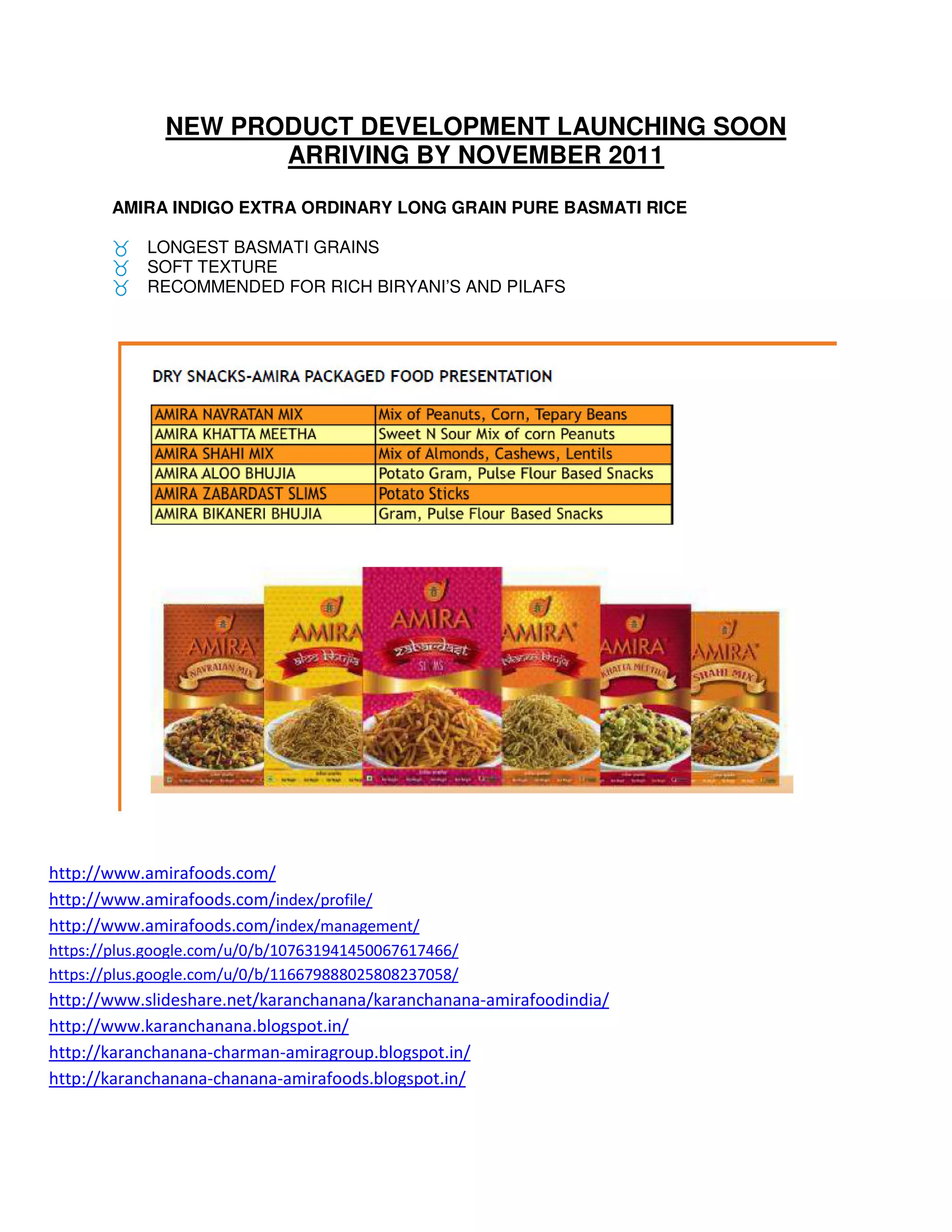 New product development launching soon arriving by november 2011 Amira ...