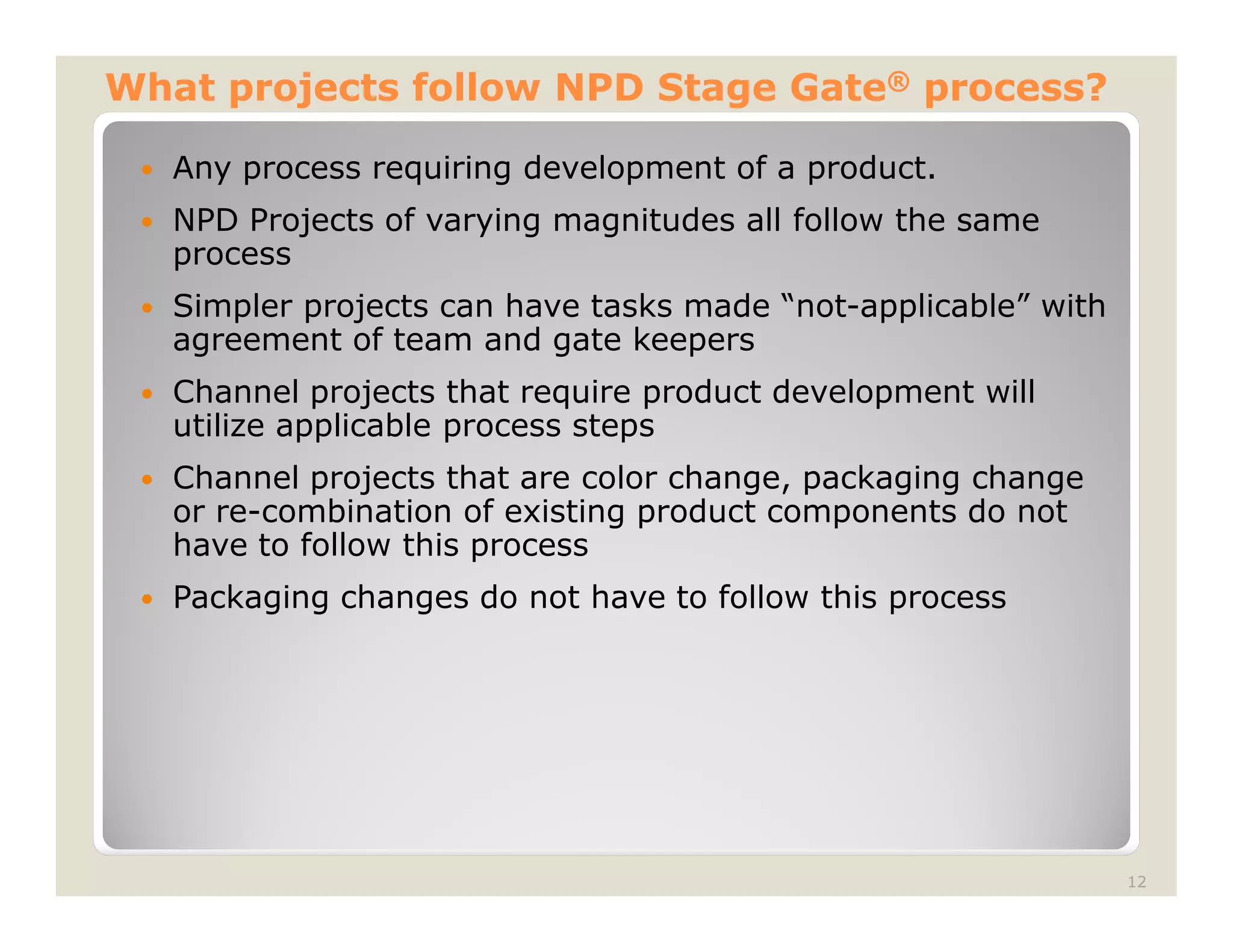 NPD- Stage Gate Presentation | PDF
