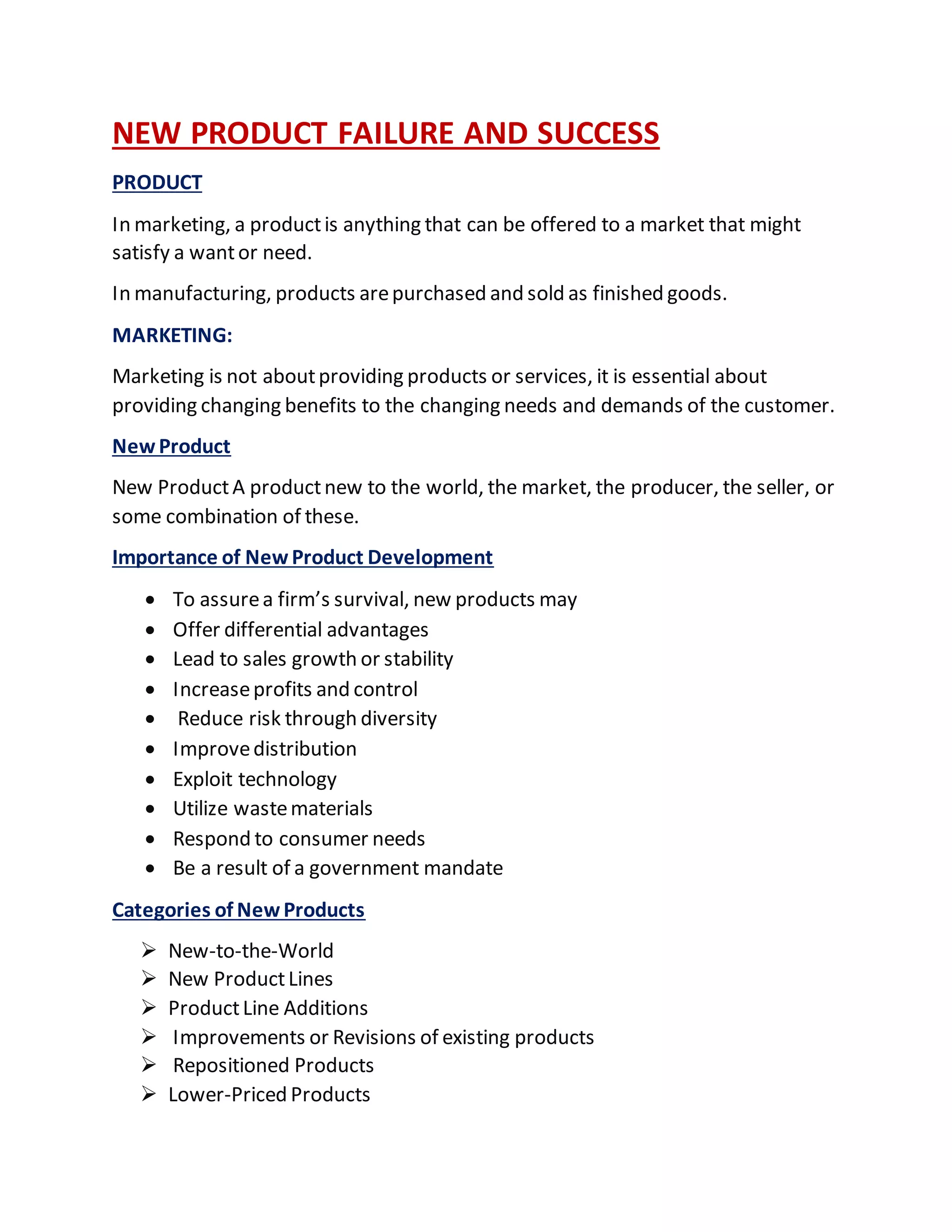 New product failure and success | DOCX