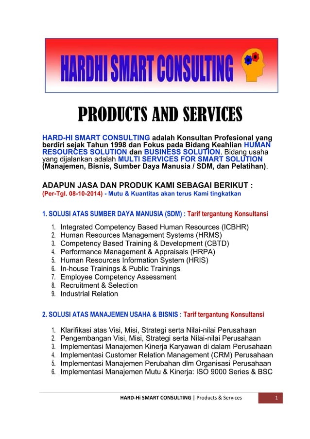 KONSULTAN MANAJEMEN - BISNIS - SDM - PELATIHAN | PDF
