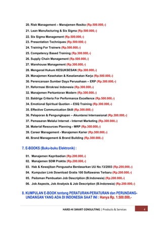 KONSULTAN MANAJEMEN - BISNIS - SDM - PELATIHAN | PDF