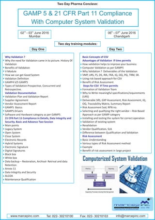 New program at mumbai gamp 5 & 21 cfr part 11 compliance with csv ...