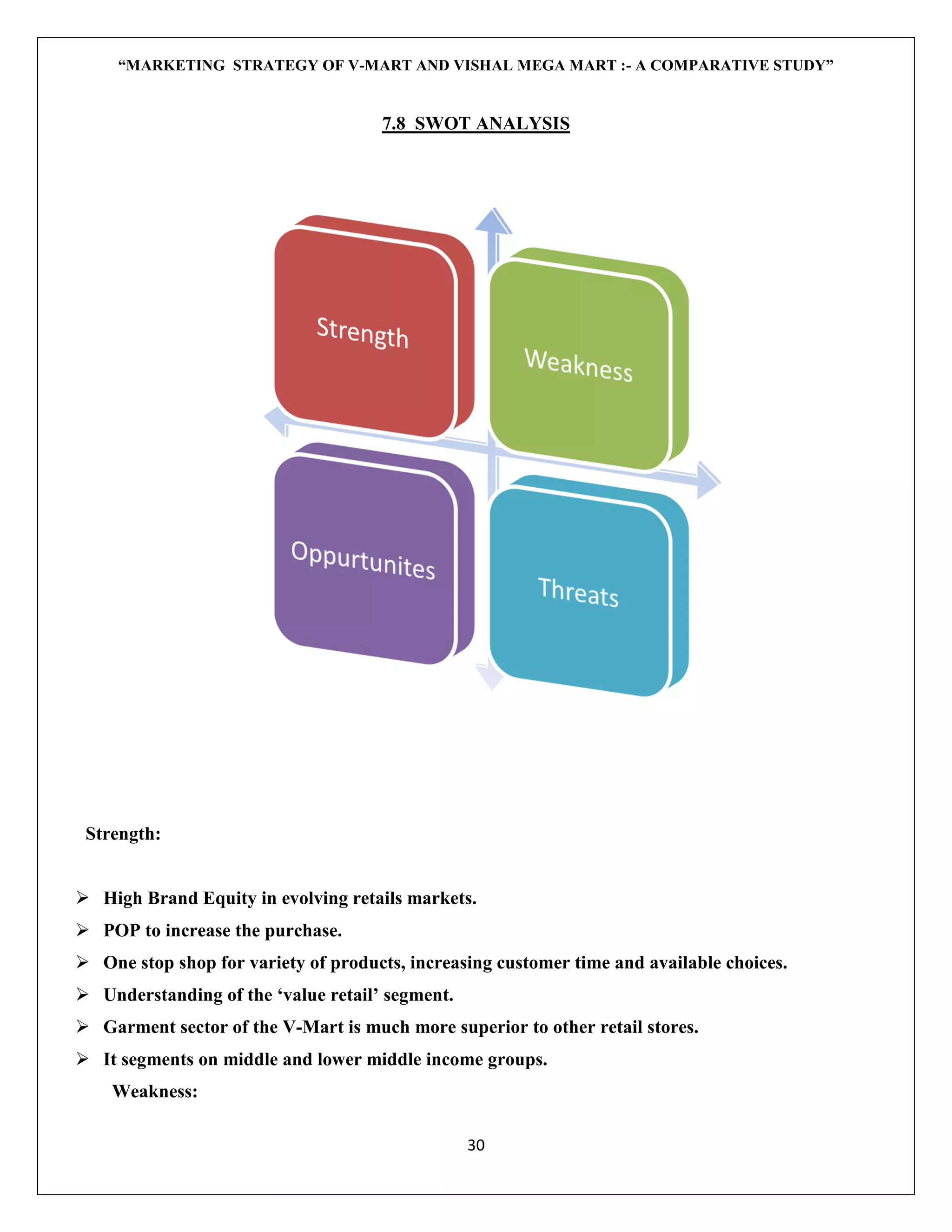 Dissertation project on “MARKETING STRATEGY OF V-MART AND VISHAL MEGA ...
