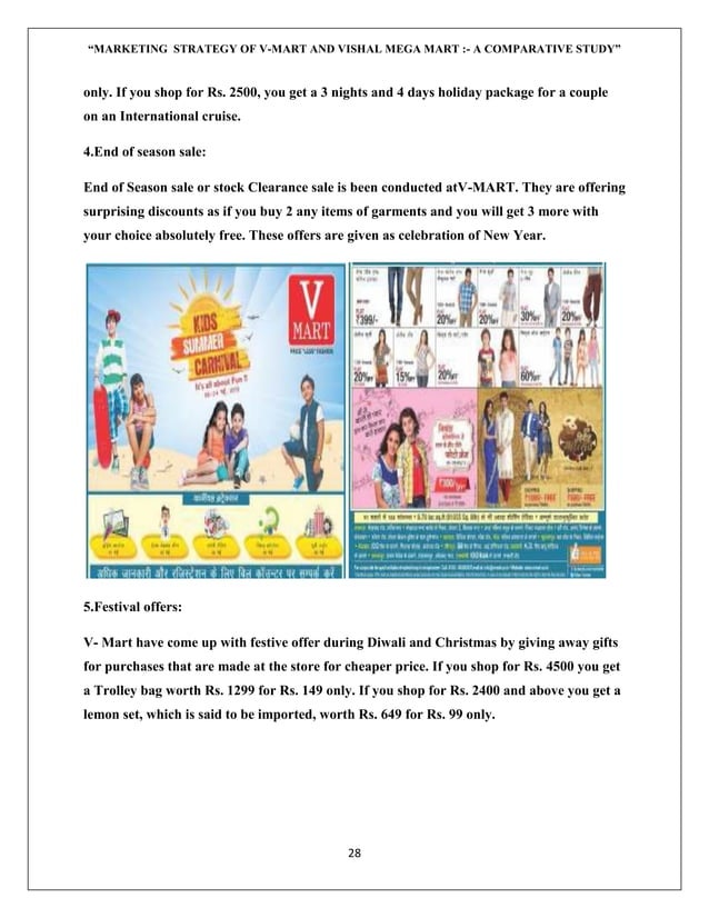Dissertation project on “MARKETING STRATEGY OF V-MART AND VISHAL MEGA ...