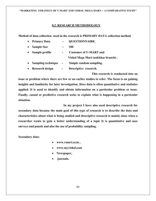 Dissertation project on “MARKETING STRATEGY OF V-MART AND VISHAL MEGA ...