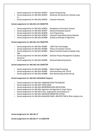 SMU SOLVED ASSIGNMENTS OF MCA/ BCA/ MSC IT / BSC IT | DOCX | Operating ...