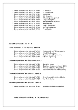 SMU SOLVED ASSIGNMENTS OF MCA/ BCA/ MSC IT / BSC IT | DOCX | Operating Systems | Computer ...