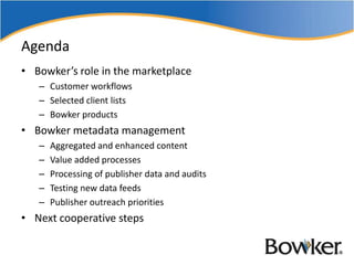 Overview of Bowker's Metdata Processes | PPTX