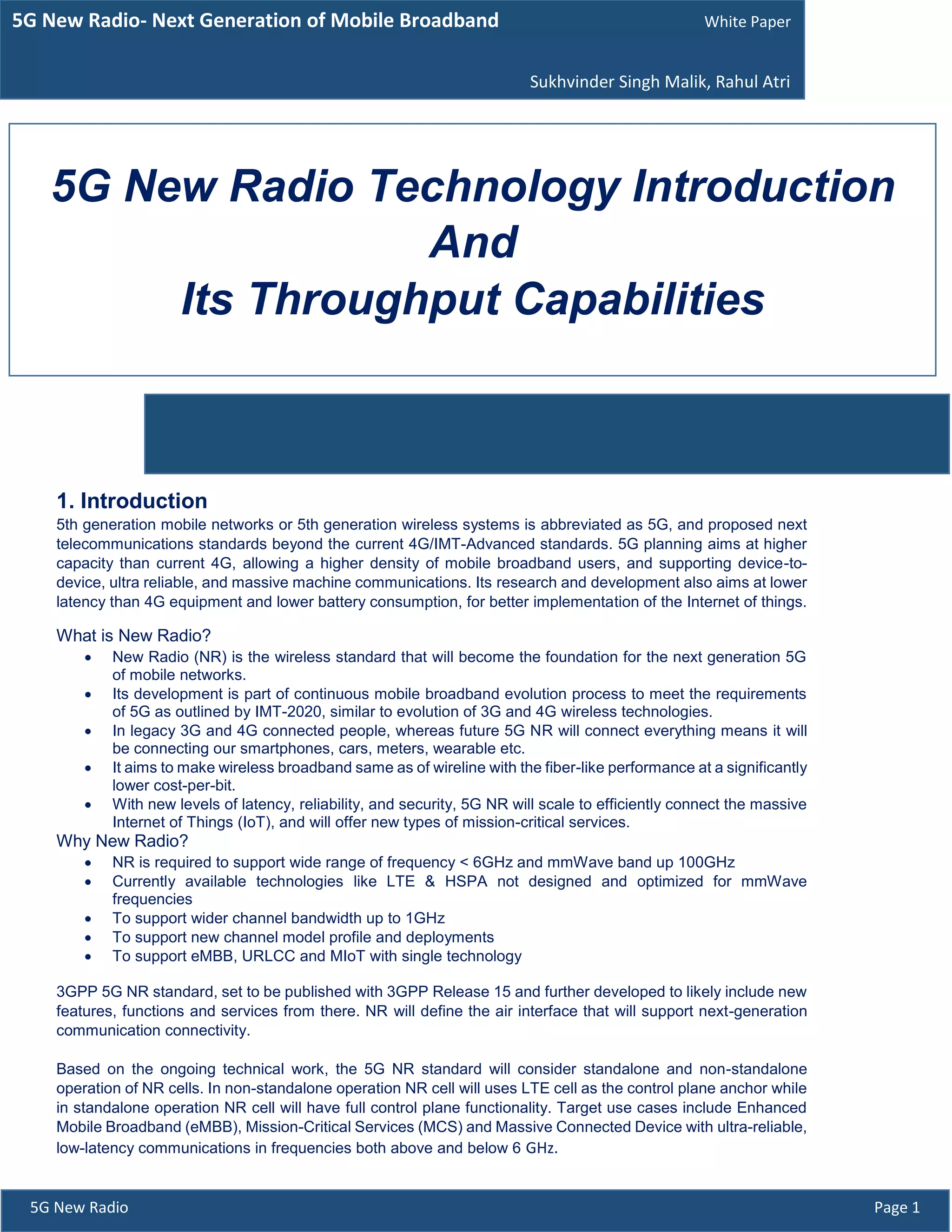 5G New Radio Technology Throughput Calculation | PDF