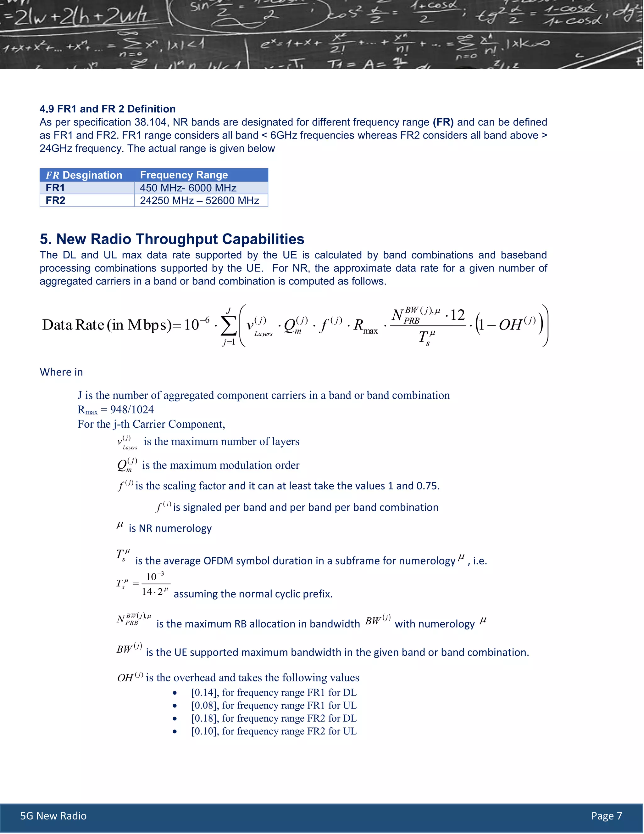 5G New Radio Technology Throughput Calculation | PDF