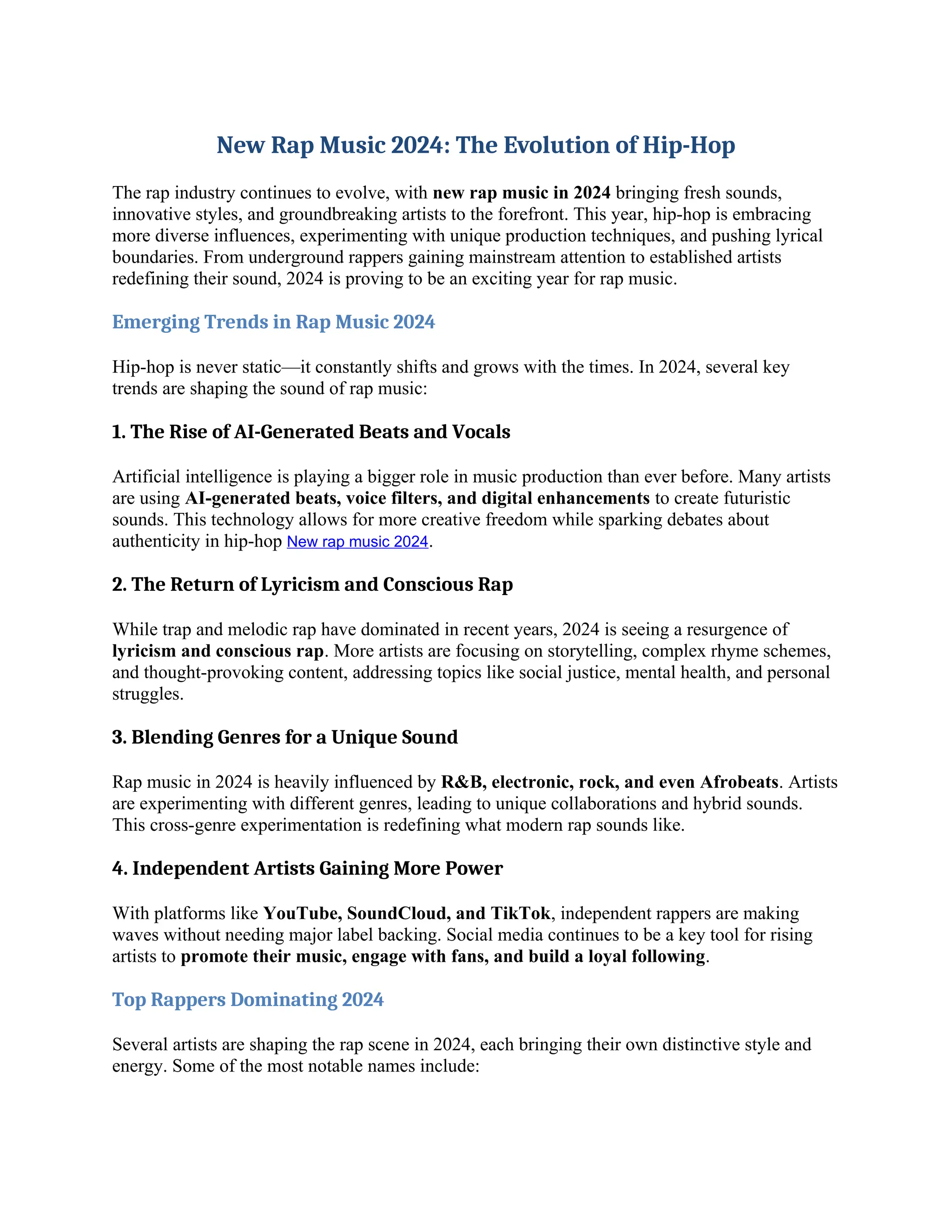 New rap music 2024. docx. document . pdf | DOCX