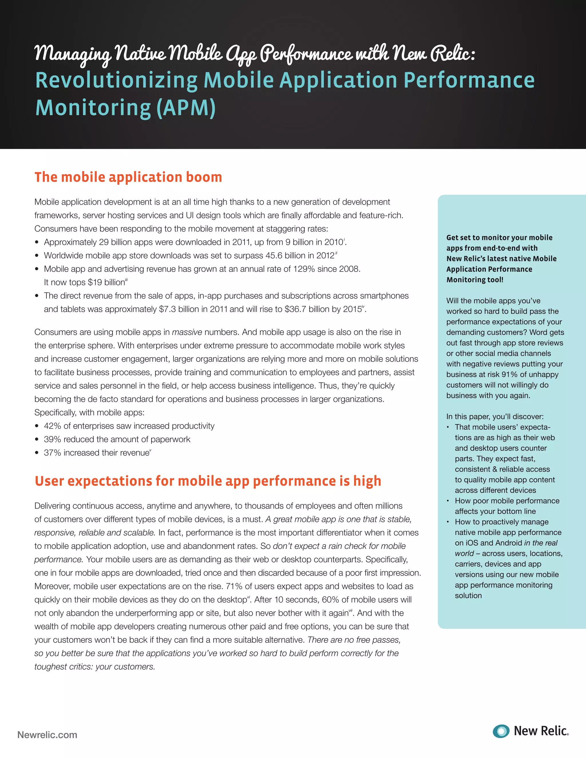 New Relic WhitePaper Monitoring Mobile Apps | PDF