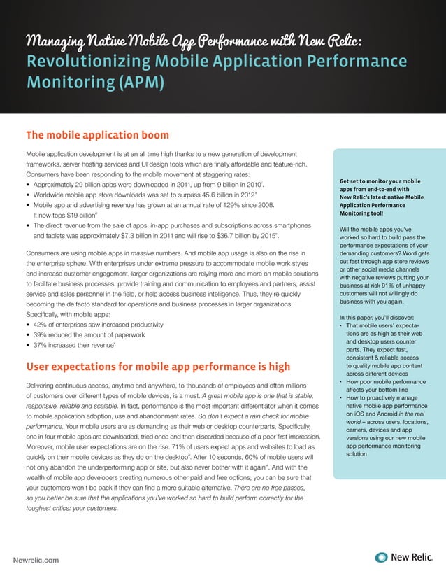 New Relic WhitePaper Monitoring Mobile Apps | PDF