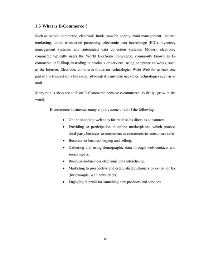 e commerce project report,E-Commerce,Eshop,report | PDF | Business ...