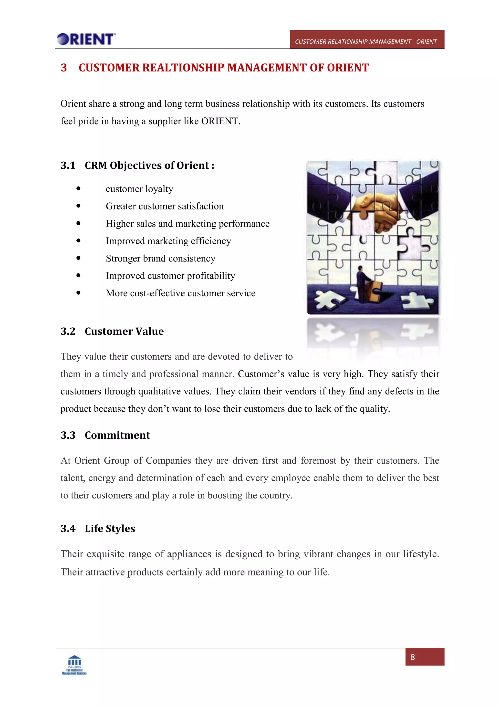 Orient Customer Relationship Management Project Report | DOCX