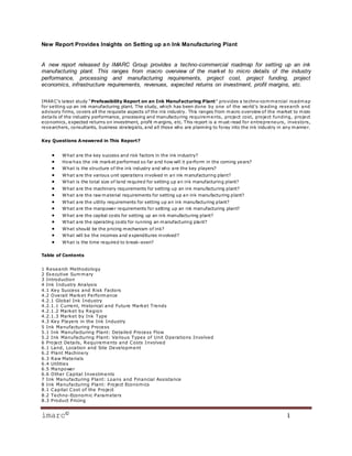 New report provides insights on setting up an ink manufacturing plant ...
