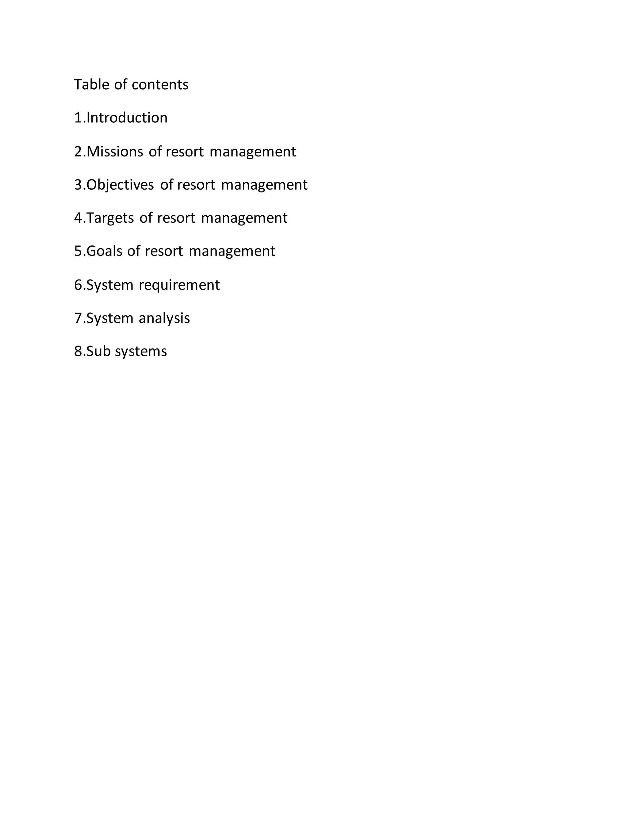 management information system on resort | DOCX