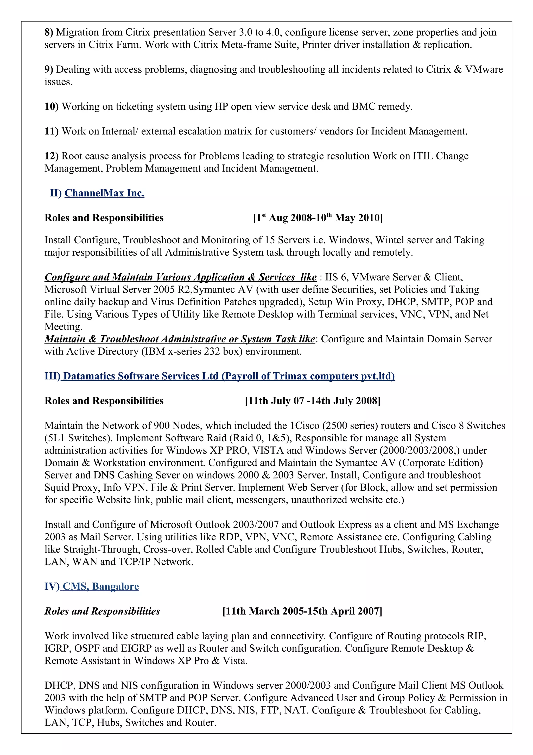 Wintel & Windows Server support Profile | DOC