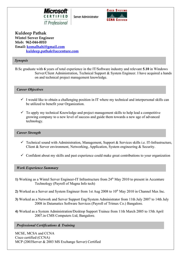 Wintel & Windows Server support Profile | DOC