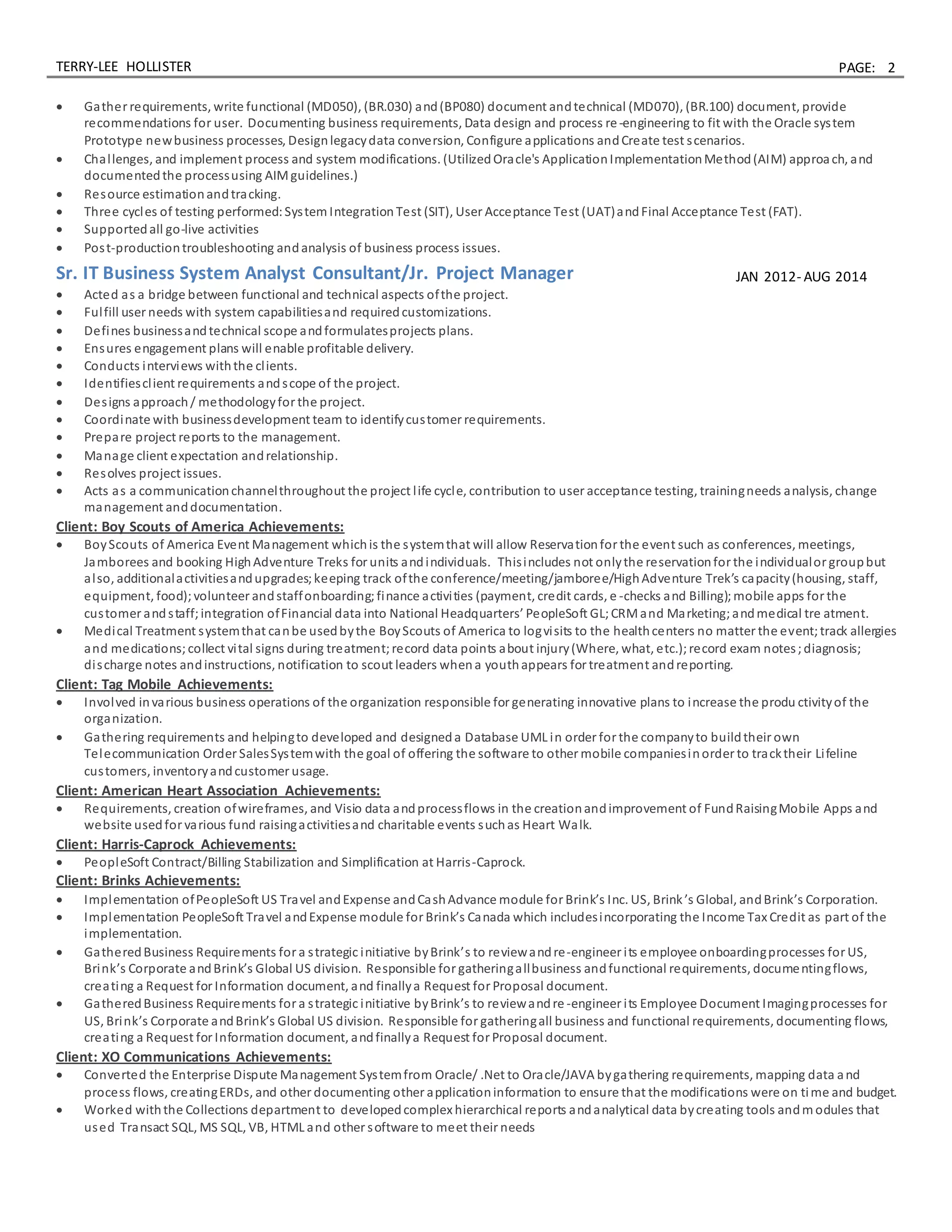 Resume - Sr. Business Analyst | DOCX