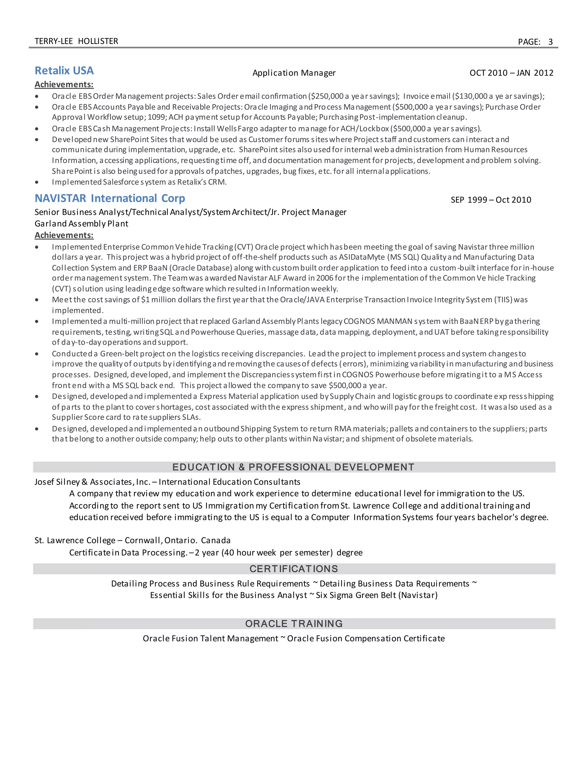 Resume - Sr. Business Analyst | DOCX