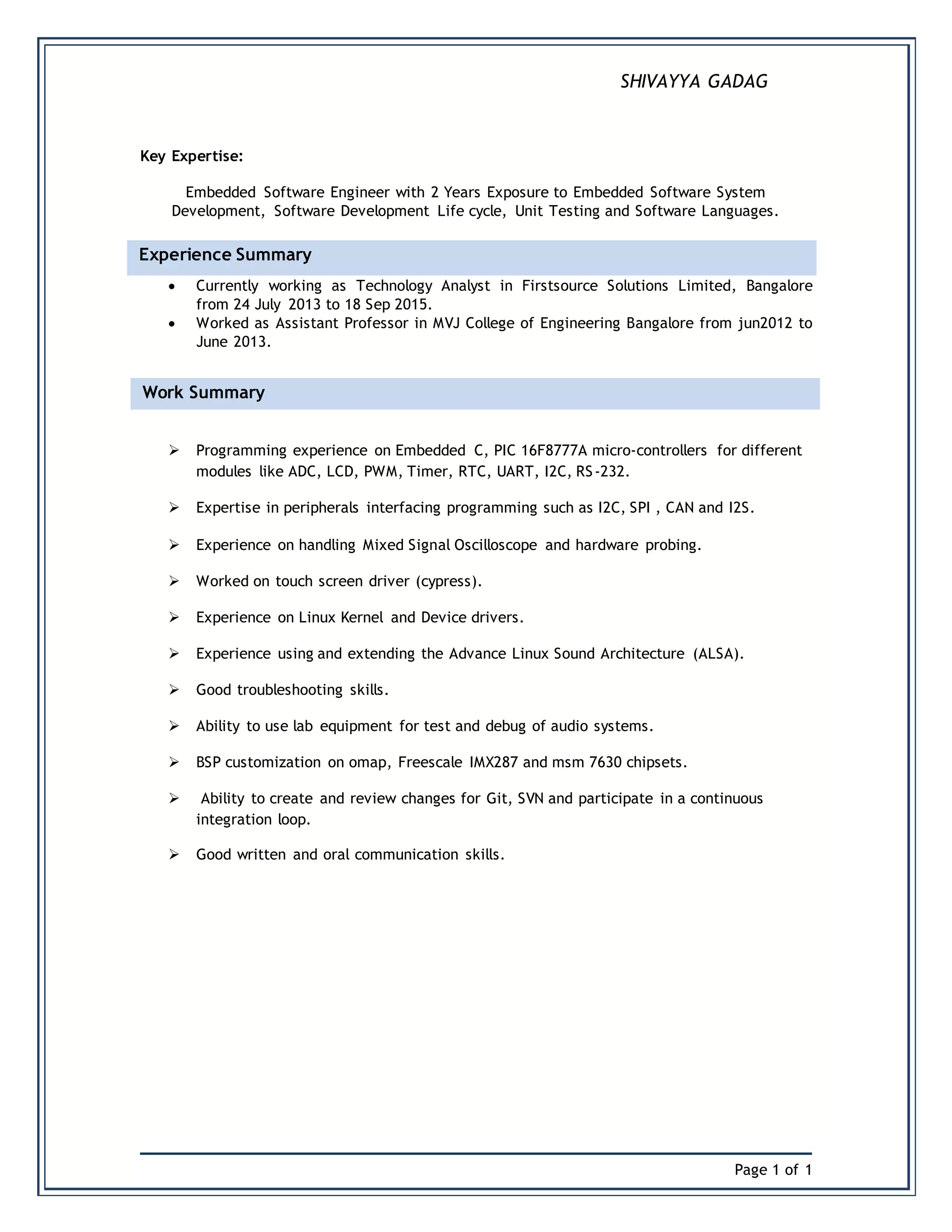 New resume 2years exp | DOCX | Internet of Things | Internet
