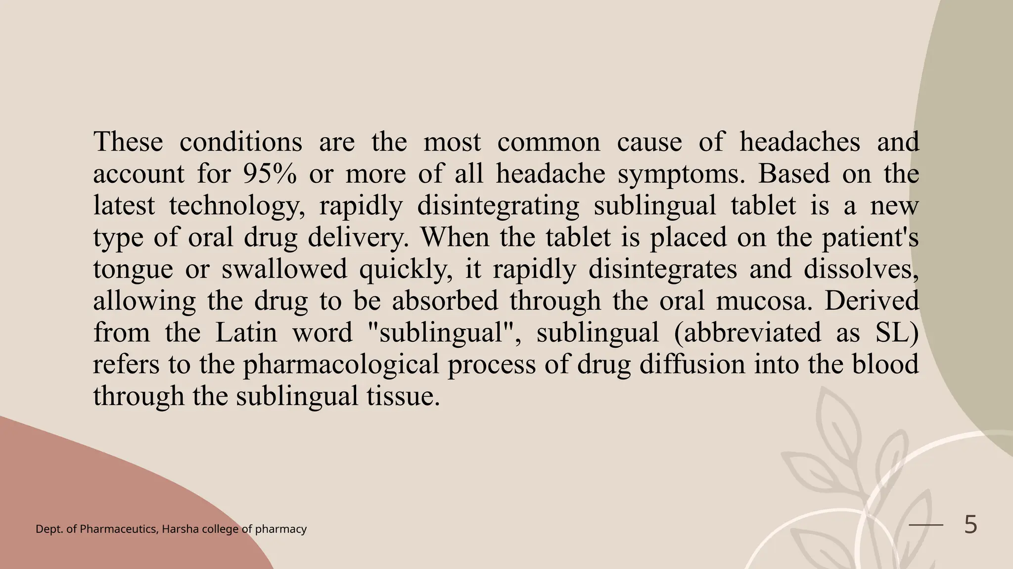 A Review on Fast Disintegrating Sublingual Tablet for Migraine | PPTX