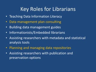 What are we doing about data? Emerging roles in data librarianship and ...