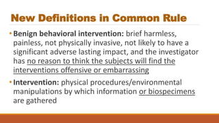 Revised Common Rule and SBR 12.13.18