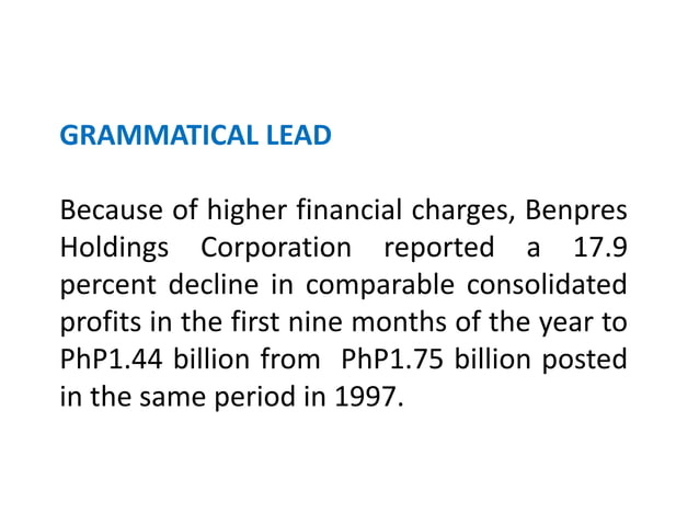 News-Writing_Examples-of-Leads in News Writing | PPTX