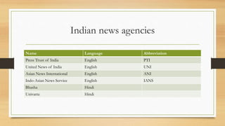 News Agencies | PPTX
