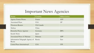 News Agencies | PPTX