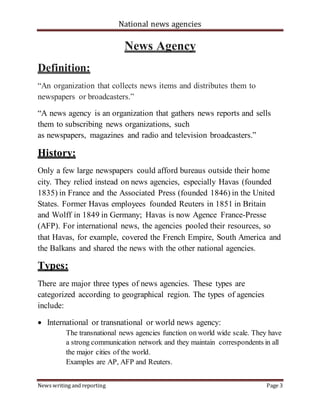 National News agencies slideshare | DOCX