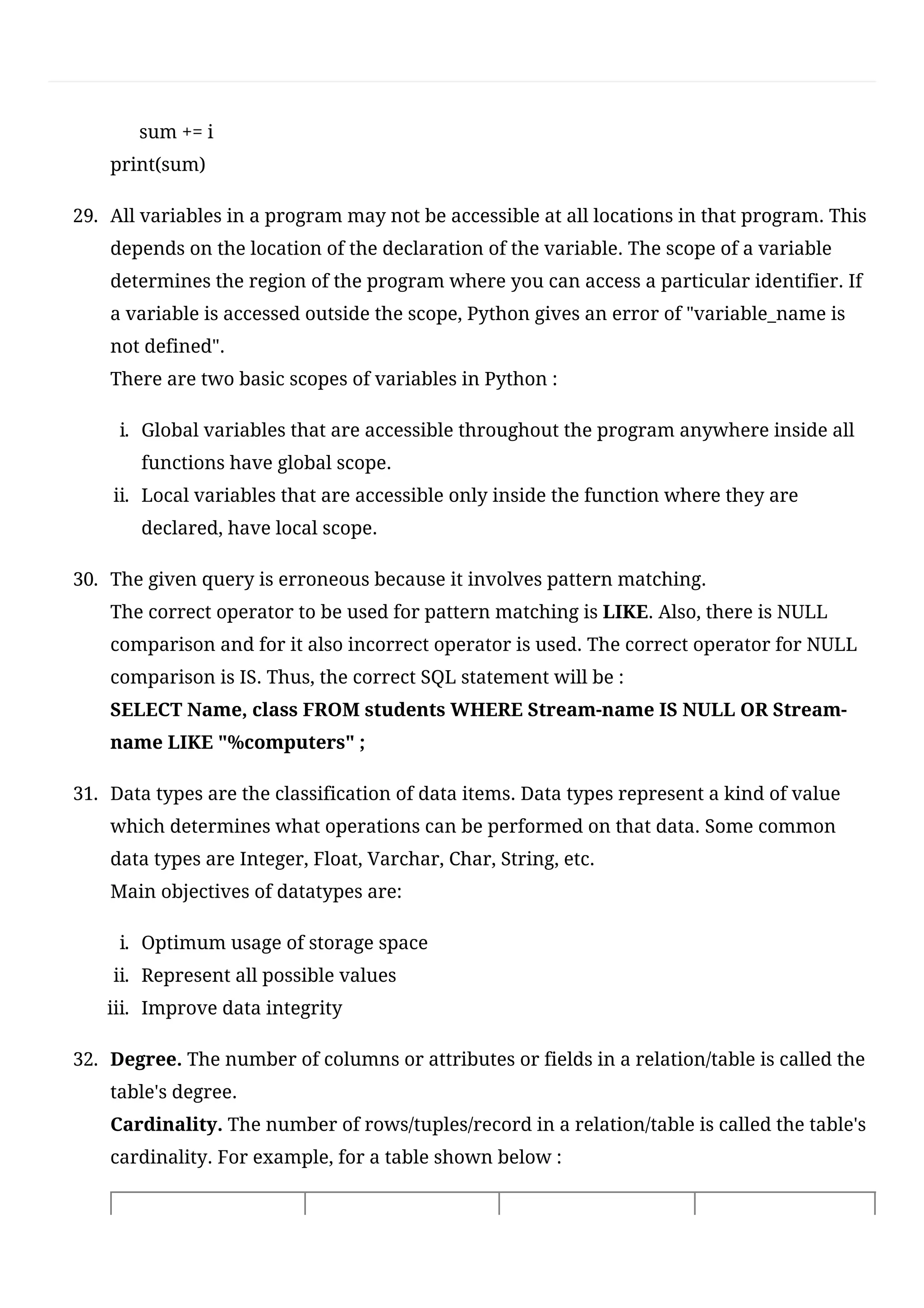 CBSE Class 12 Computer Science(083) Sample Question Paper 2020-21 | PDF