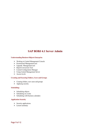 SAP BO Dashboard Training Online | PDF