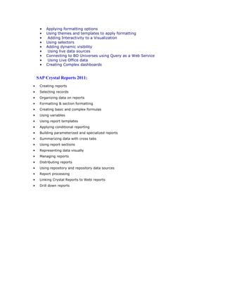 New sap bo 4.0 course content | PDF