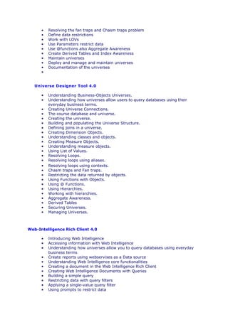 SAP BO ONLINE TRAINING | DOCX