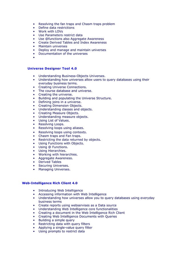 SAP BO ONLINE TRAINING | PDF