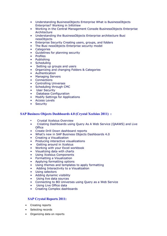 SAP BO ONLINE TRAINING | PDF