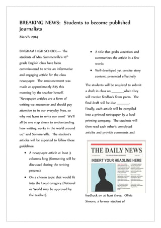 News Article Assignment Prompt | DOCX