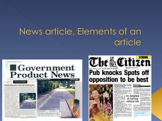 News article, elements of an article | PPT