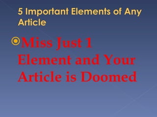 News article, elements of an article | PPT
