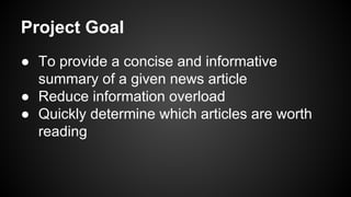 News Article Summarization | PDF