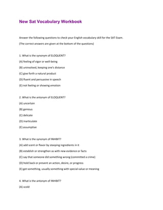New Sat Vocabulary Workbook | PDF